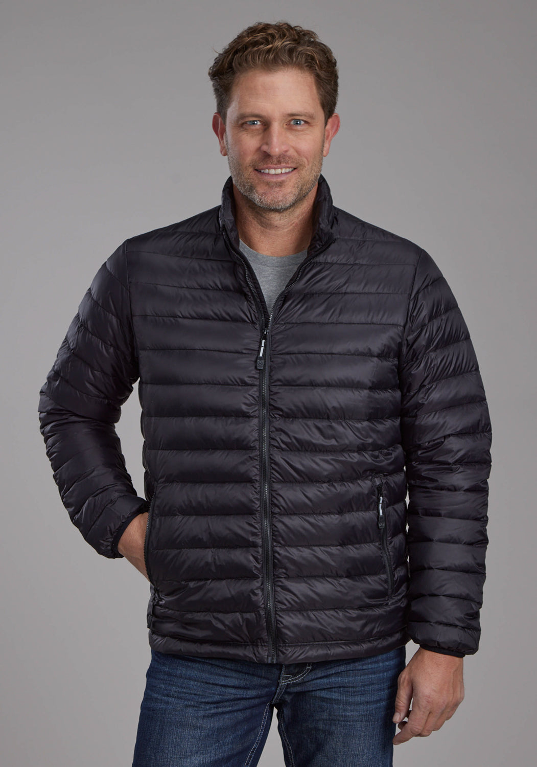 Roper Mens Down Proof Coated Black 100% Nylon Insulated Jacket — The ...